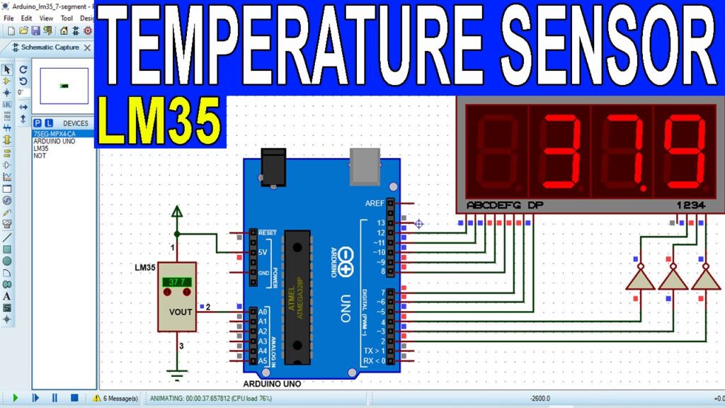 Temperature Sensor in Proteus Using Arduino | LM35 Thermistor Proteus ...